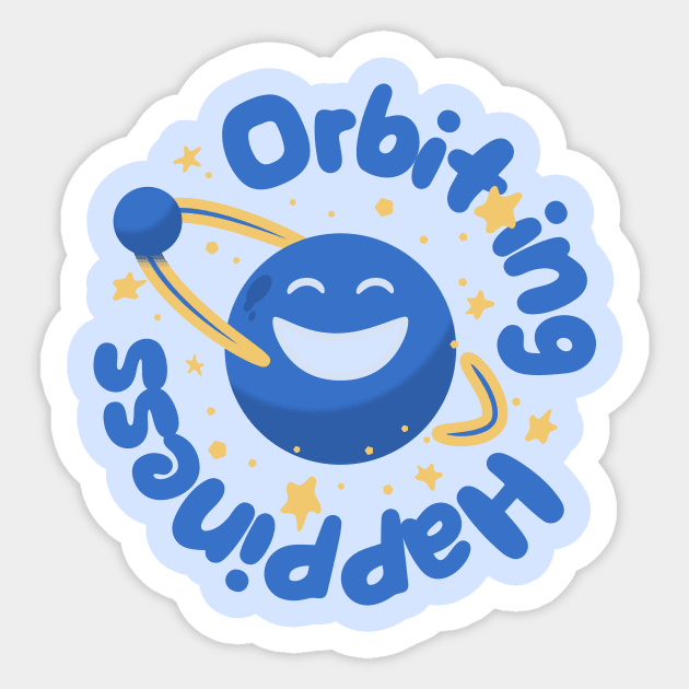 Orbit-ing Happiness: Universal Joy Space Design - Cosmic Energy - Sticker | TeePublic